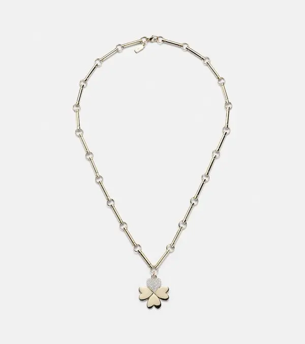 FOUNDRAE Four Heart Clover Necklace With Diamonds - Gold
