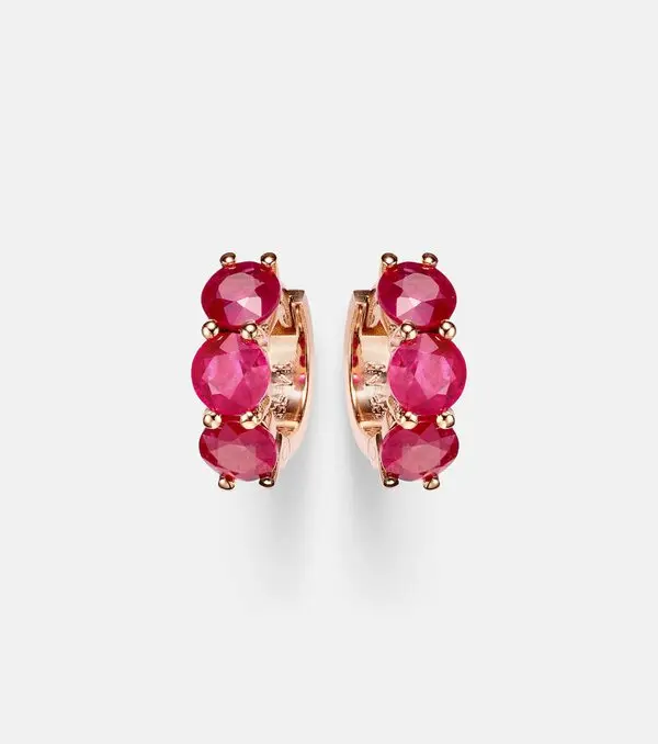 Ileana Makri 18kt Rose Gold Hoop Earrings With Rubies - Pink