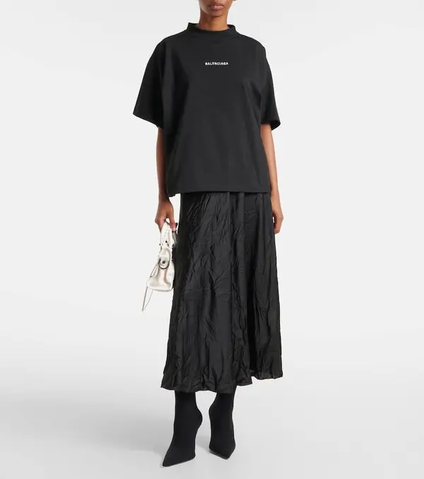 Balenciaga Asymmetric Satin Midi Skirt