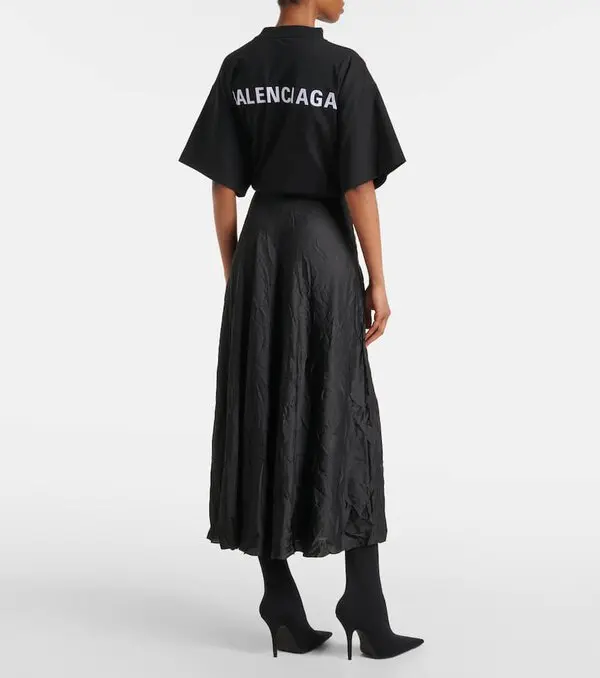 Balenciaga Asymmetric Satin Midi Skirt