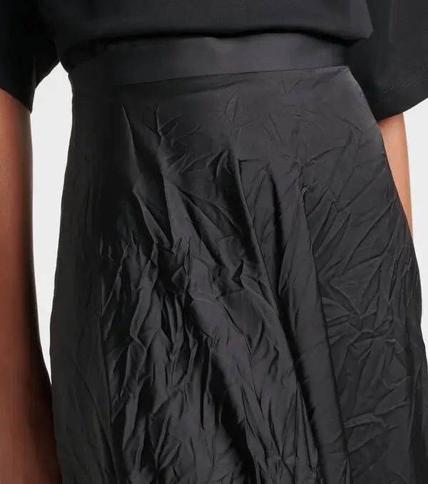 Balenciaga Asymmetric Satin Midi Skirt