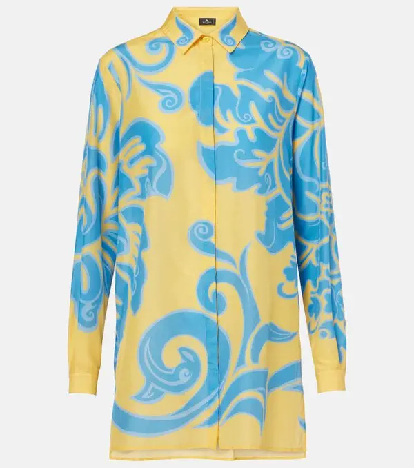 Etro Printed Cotton And Silk Shirt - Yellow
