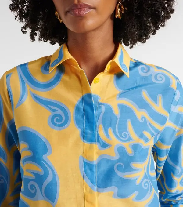 Etro Printed Cotton And Silk Shirt - Yellow
