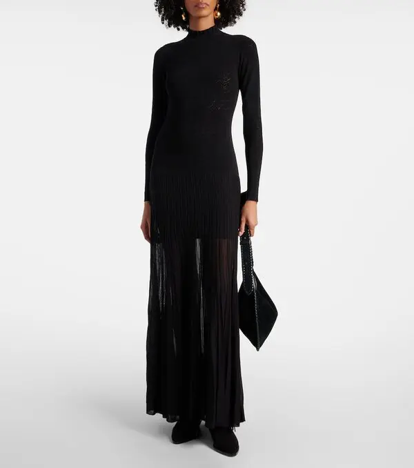 Isabel Marant Étoile Gisole Pointelle Turtleneck Maxi Dress - Black