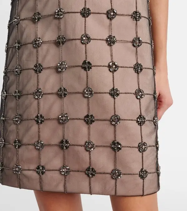 Max Mara Acino Embellished Tulle And Satin Mini Dress