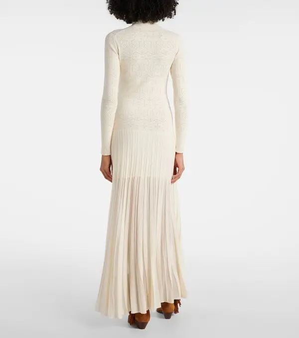 Isabel Marant Gisole Pointelle Turtleneck Maxi Dress - White