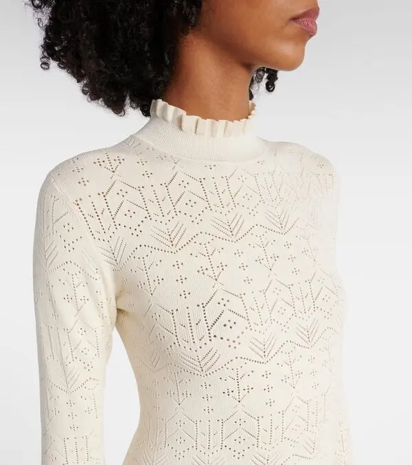 Isabel Marant Gisole Pointelle Turtleneck Maxi Dress - White