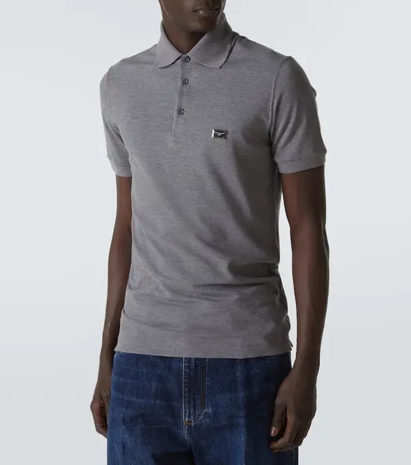 Dolce & Gabbana Cotton Piqué Polo Shirt - Grey