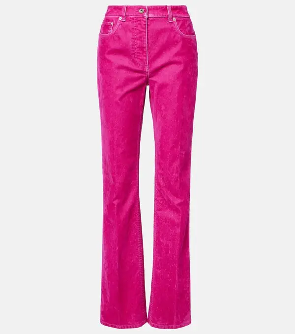 FERRAGAMO Cotton-blend Drill Straight Pants - Pink