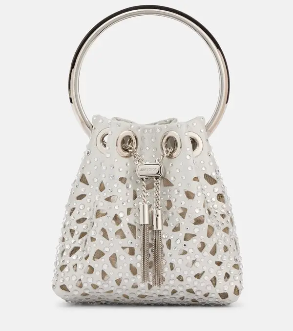 JIMMY CHOO Bon Bon Micro Bucket Bag - Silver