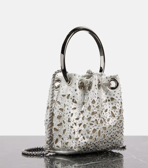 JIMMY CHOO Bon Bon Micro Bucket Bag - Silver