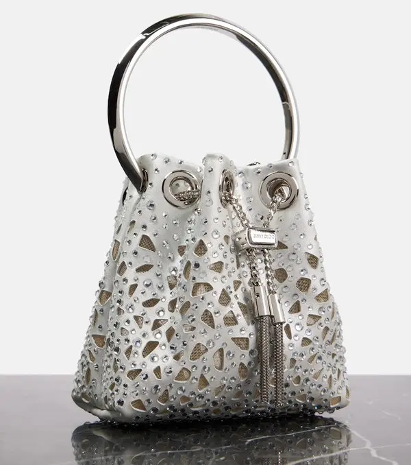 JIMMY CHOO Bon Bon Micro Bucket Bag - Silver