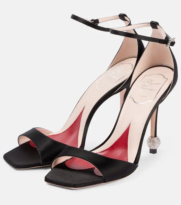 ROGER VIVIER Jewel 100 Embellished Satin Sandals