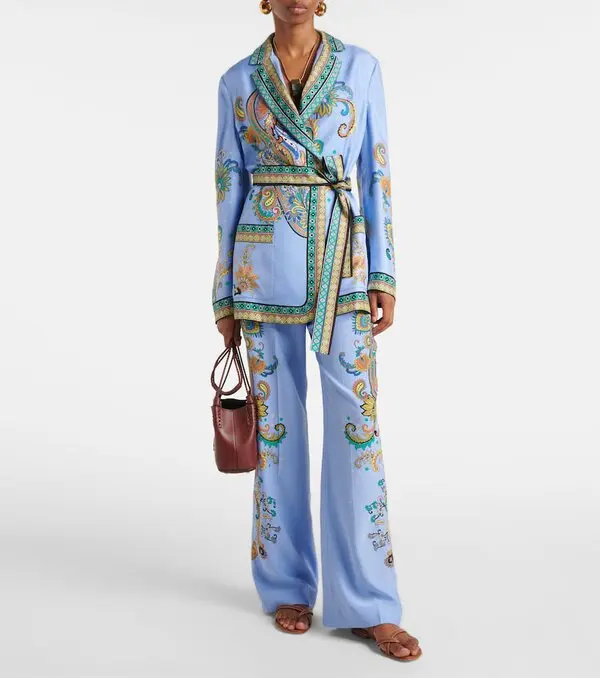 Etro Paisley Silk Twill Wrap Blazer