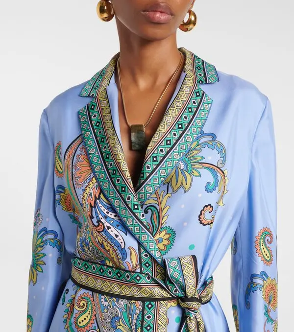 Etro Paisley Silk Twill Wrap Blazer
