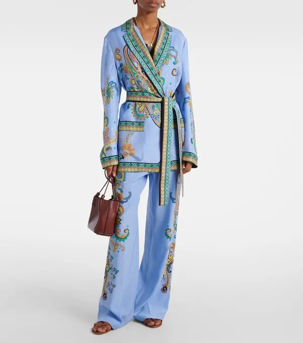 Etro Paisley Silk Twill Wrap Blazer
