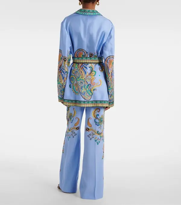 Etro Paisley Silk Twill Wrap Blazer
