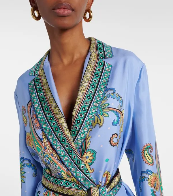 Etro Paisley Silk Twill Wrap Blazer