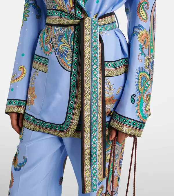 Etro Paisley Silk Twill Wrap Blazer
