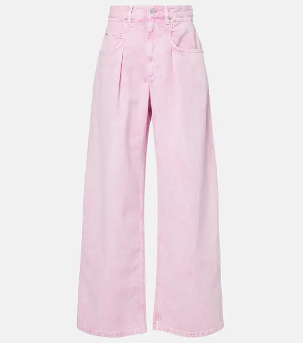 MARANT ETOILE Rachelle High-rise Wide-leg Jeans - Pink