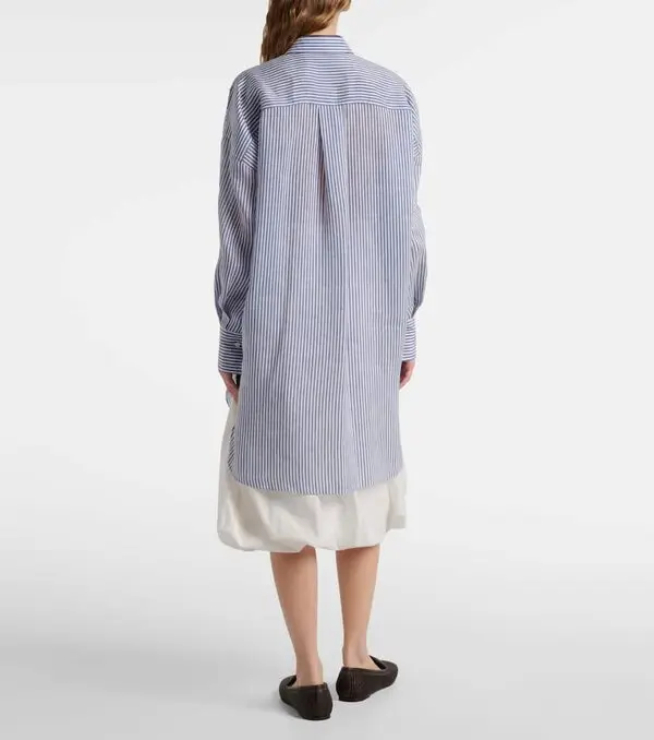 Brunello Cucinelli Striped Linen And Silk Organza Shirt