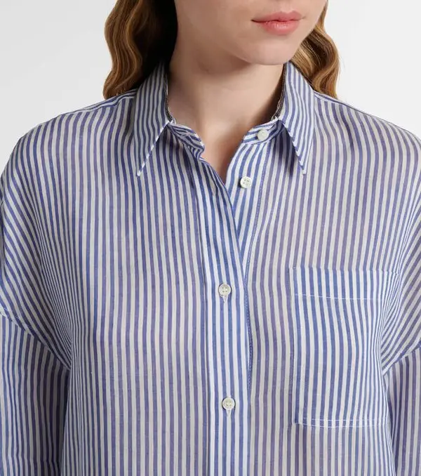 Brunello Cucinelli Striped Linen And Silk Organza Shirt
