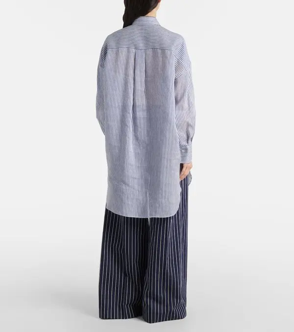 Brunello Cucinelli Striped Linen And Silk Organza Shirt