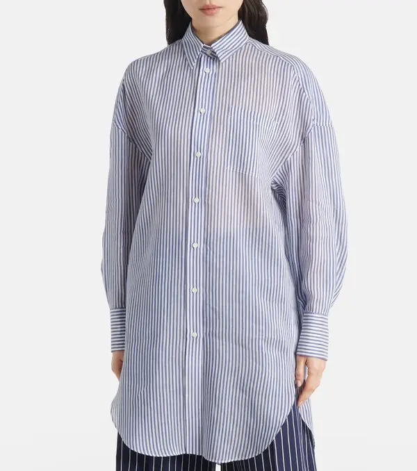 Brunello Cucinelli Striped Linen And Silk Organza Shirt