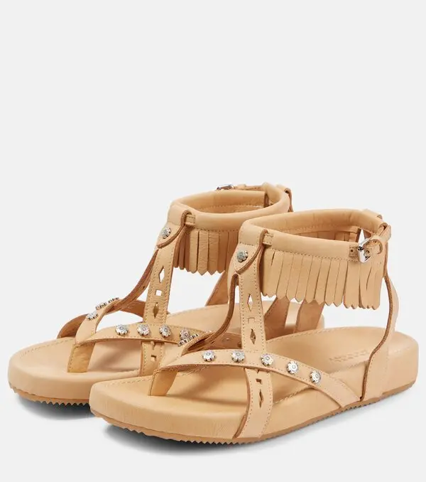 Isabel Marant Étoile Silya Studded Leather Sandals - Beige