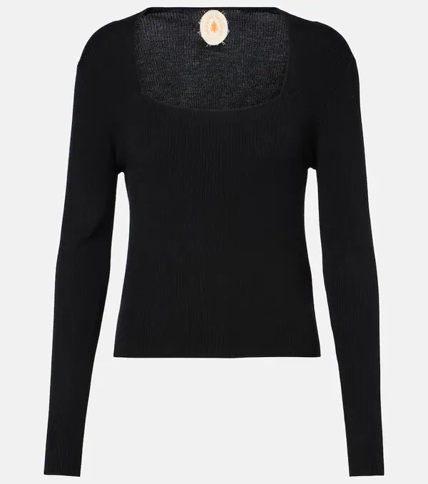 Jardin Des Orangers Ribbed Square Neck Virgin Wool Sweater