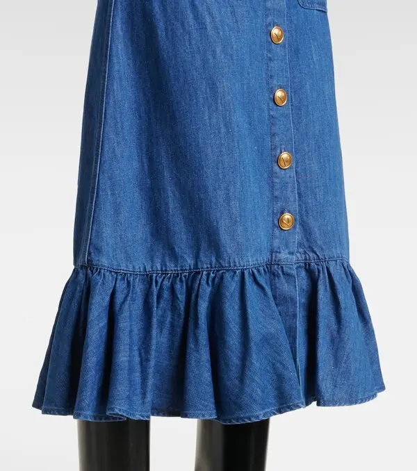 Valentino Garavani Denim Midi Skirt - Blue