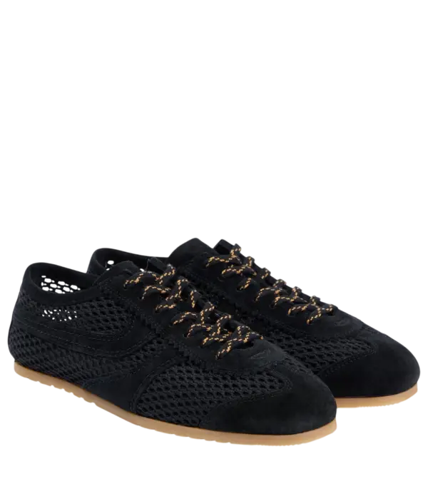 Dries Van Noten Suede-trimmed Mesh Sneakers - Black