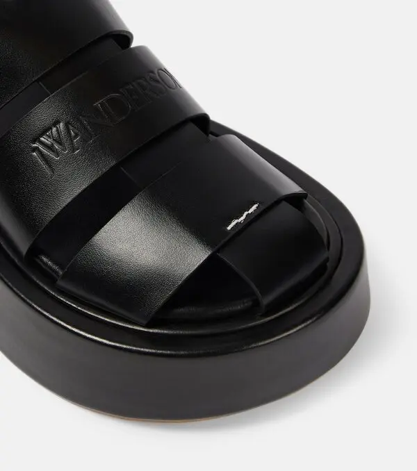 JW Anderson Fisherman Leather Platform Sandals - Black
