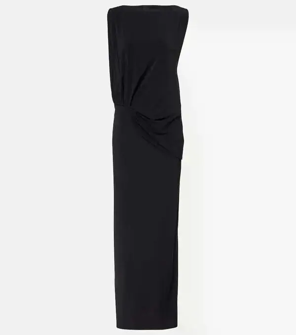 Jacquemus Peplo Draped Jersey Maxi Dress - Black