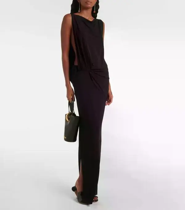 Jacquemus Peplo Draped Jersey Maxi Dress