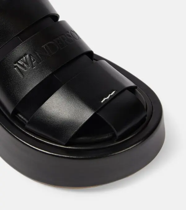 JW Anderson Fisherman Leather Platform Sandals - Black