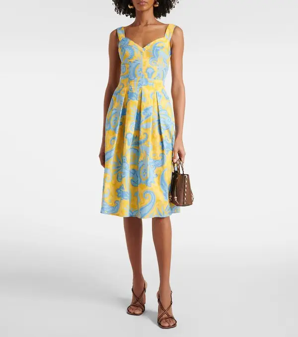 Etro Paisley Pleated Midi Dress