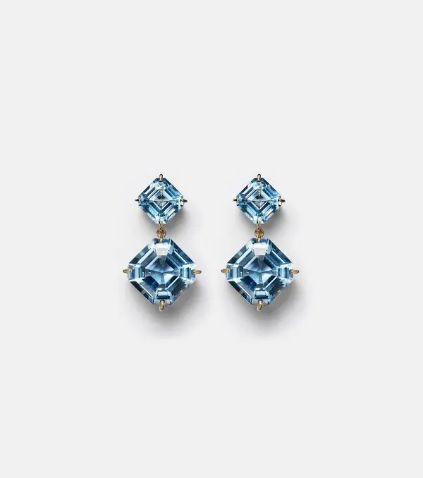 Mateo 14kt Gold Drop Earrings With Topazes - Blue