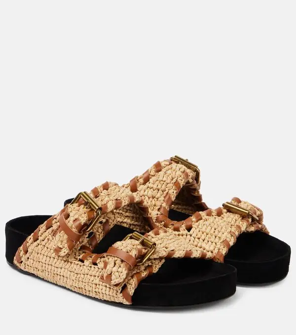 Isabel Marant Lennyo Raffia Sandals - Neutrals