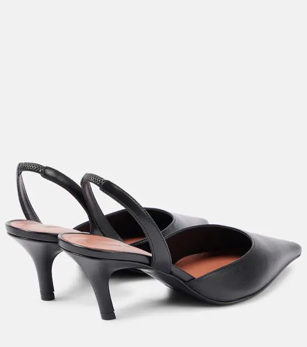 Amina Muaddi Sofia Leather Slingback Pumps - Black
