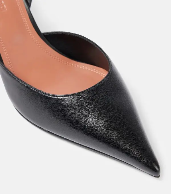 Amina Muaddi Sofia Leather Slingback Pumps - Black