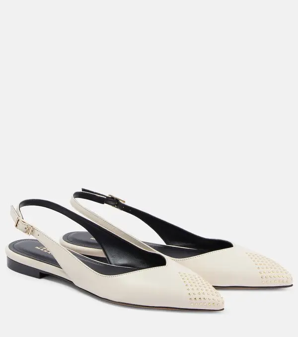 Isabel Marant Étoile Branee Studded Leather Slingback Flats - Black
