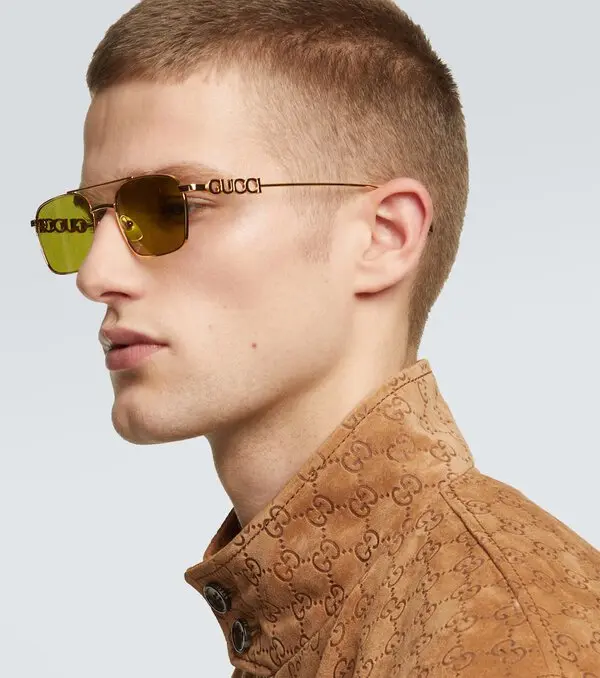 Gucci Gg Rectangular Sunglasses - Green