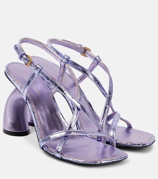 Dries Van Noten Metallic Leather Sandals - Purple