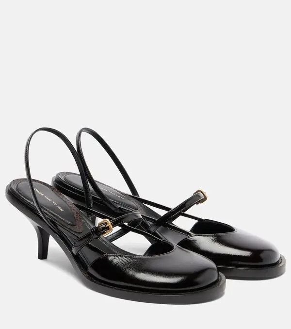 Dries Van Noten Leather Slingback Pumps - Brown