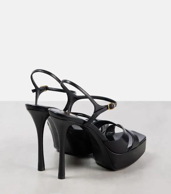 Saint Laurent Debbie 85 Leather Platform Sandals - Black