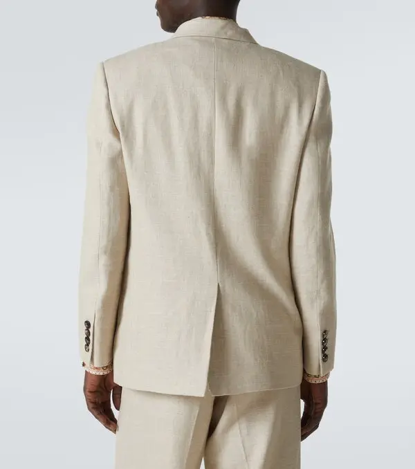 Valentino Garavani Double-breasted Linen-blend Blazer
