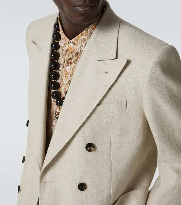 Valentino Garavani Double-breasted Linen-blend Blazer