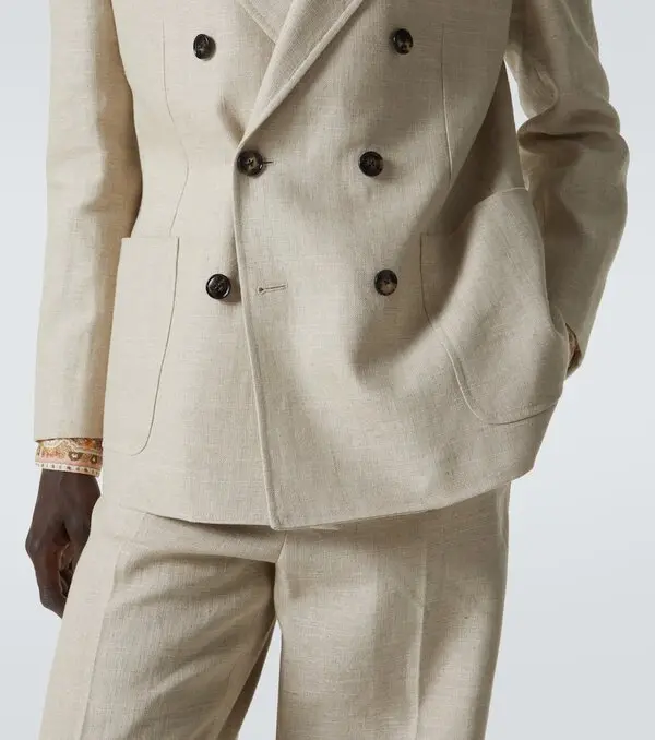 Valentino Garavani Double-breasted Linen-blend Blazer
