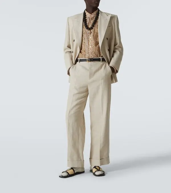 Valentino Garavani Double-breasted Linen-blend Blazer